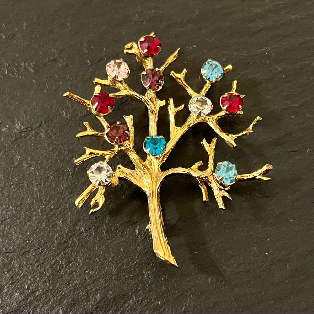 Vintage Family Tree Of Life Brooch Sterling Gold By C… - Gem